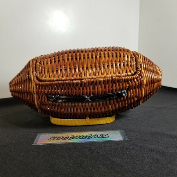 Storage & Organization | Vintage Wicker Football Basket Opens Up Has ...